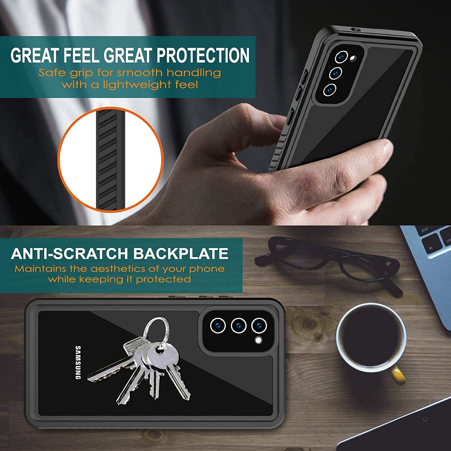 meritcase-Samsung Galaxy S20 Case Waterproof, Built in Screen Protector ...