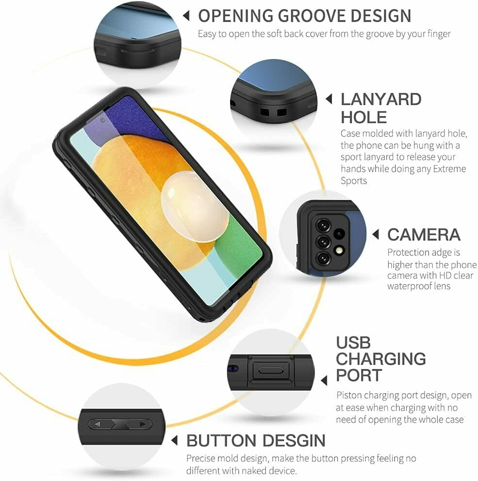 meritcase-Samsung Galaxy A52 / A52 5G Case Waterproof with Built-in ...