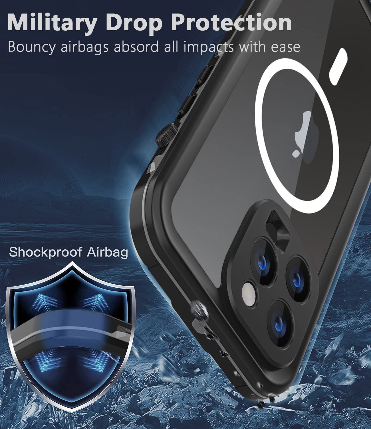 meritcase-iPhone 14 Pro Waterproof Case, Shockproof Dustproof Phone Case with Screen Protector ...