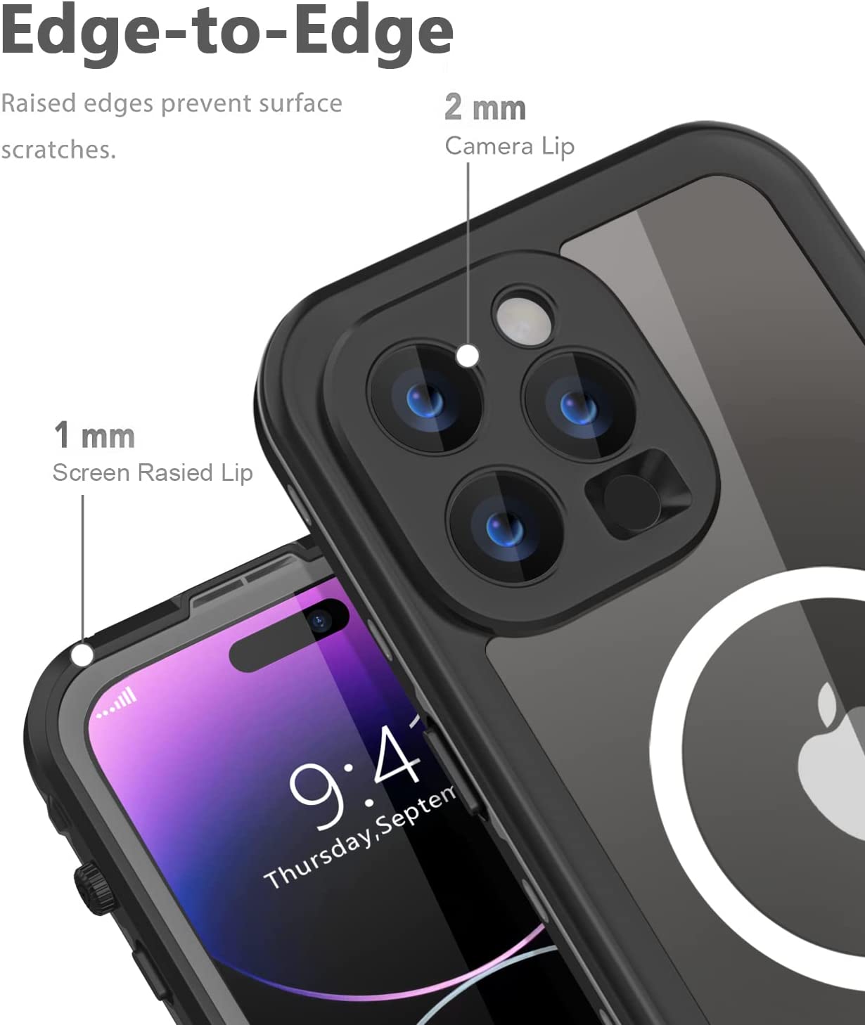 meritcase-iPhone 14 Pro Waterproof Case, Shockproof Dustproof Phone Case with Screen Protector ...