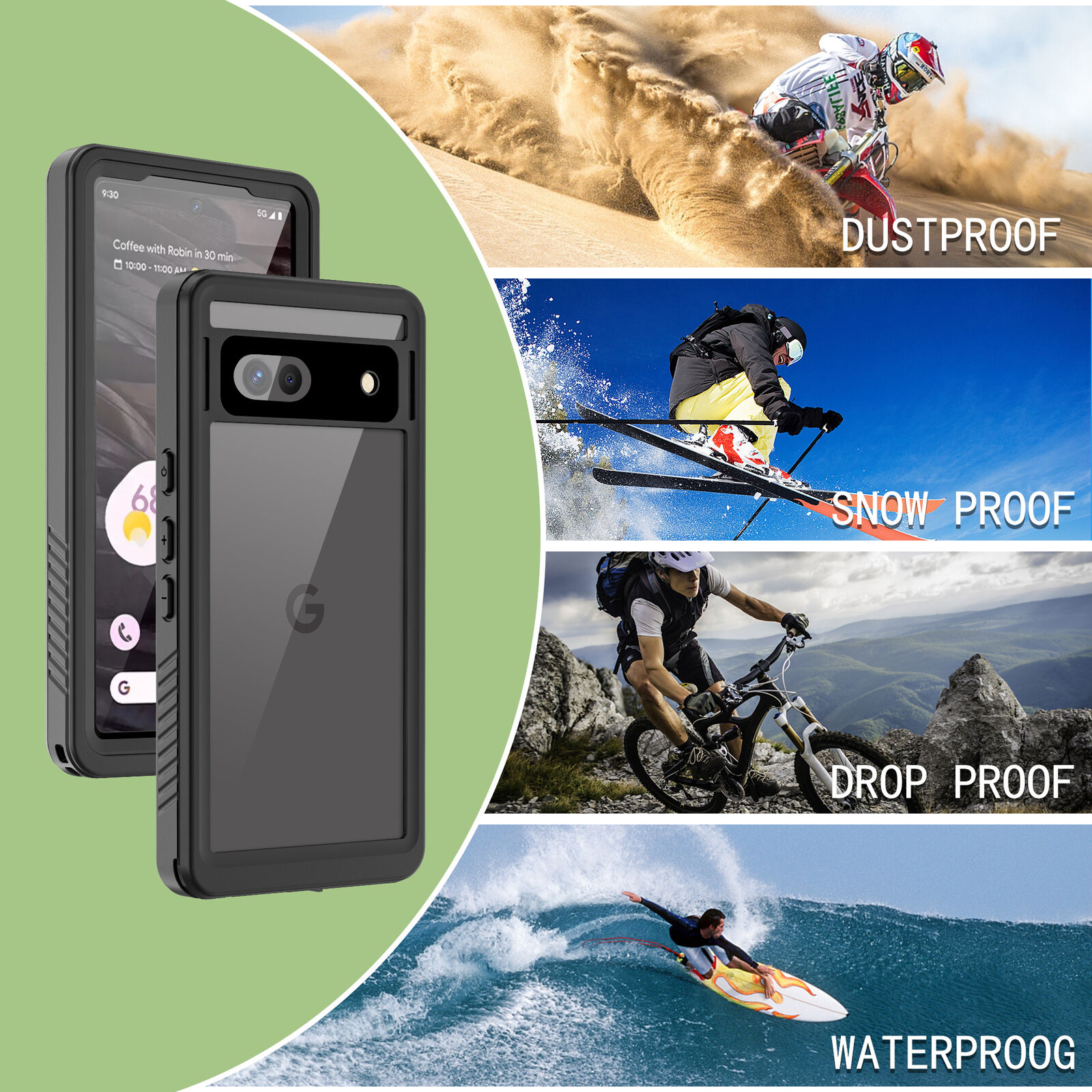 meritcase-Google Pixel 7A Case, Pixel 7A 5G Case IP68 Waterproof with ...