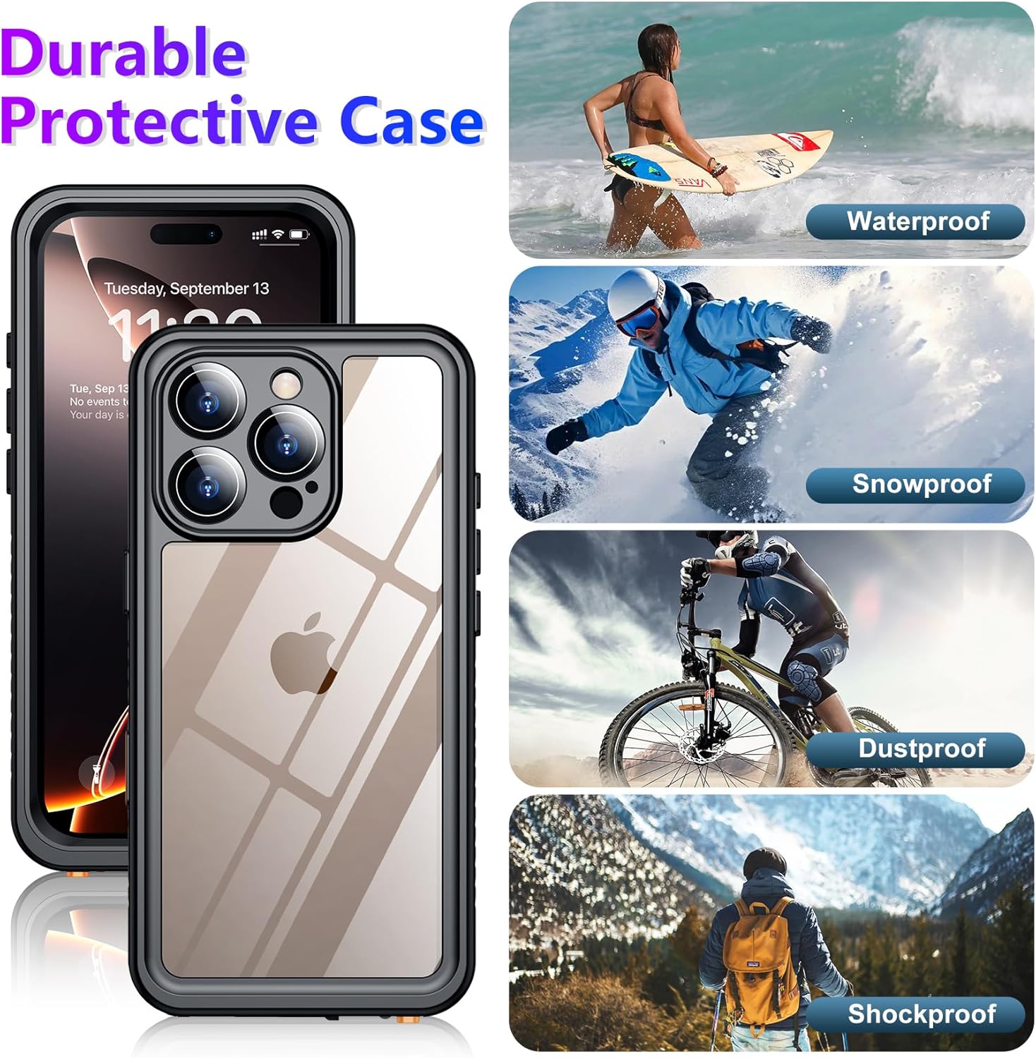 meritcase-iPhone 16 Pro Max Case Waterproof, Built-in Screen & Camera ...
